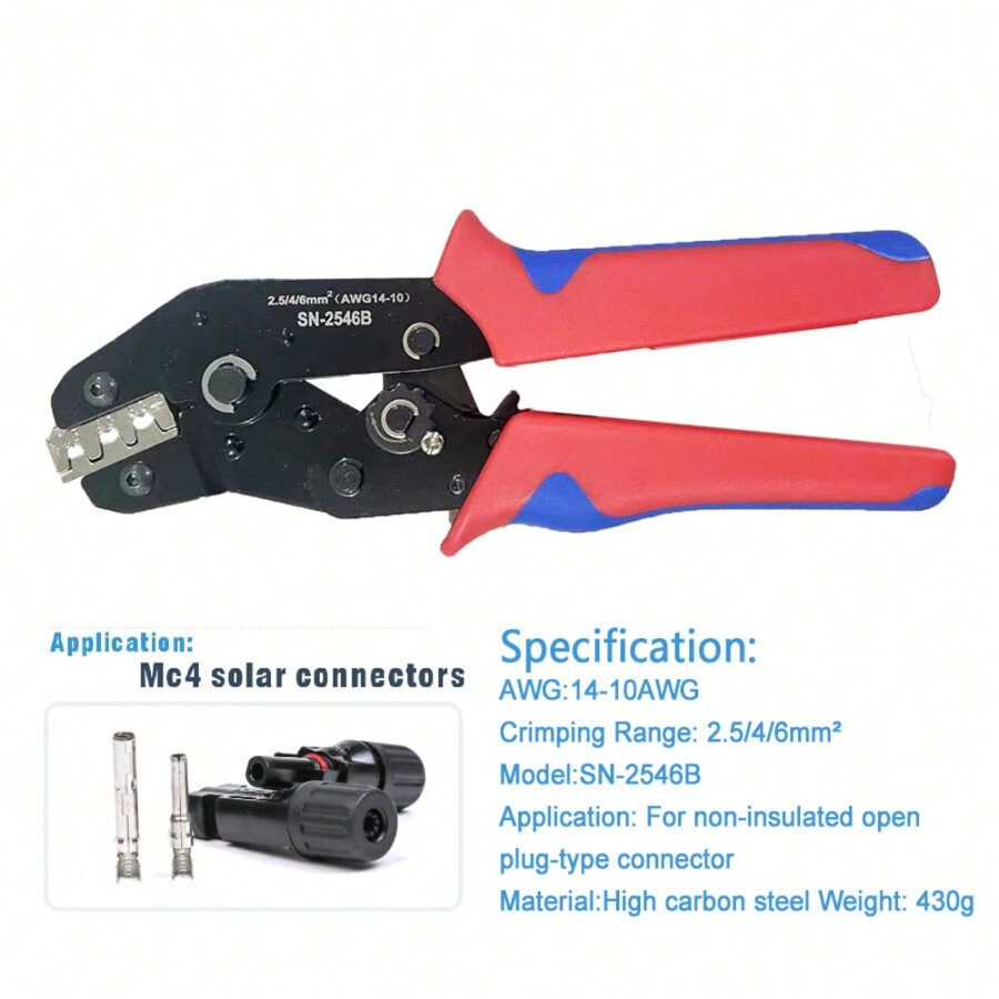 MC4 Solar Panel Crimping Tool Kit For PV Photovoltaic Cable Connector ...