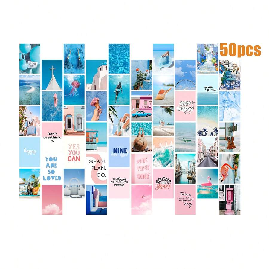50 Pieces Pink Wall Collage Kit, Bedroom Wall Decor, Wall Photo Collage ...
