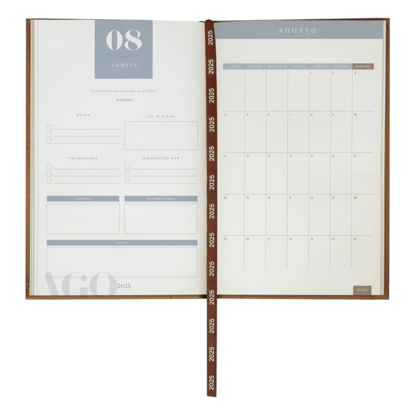 APDMID Agenda Clásica 2025 en Curpiel 21x14 cm - Estilo Diario, Modelo ...
