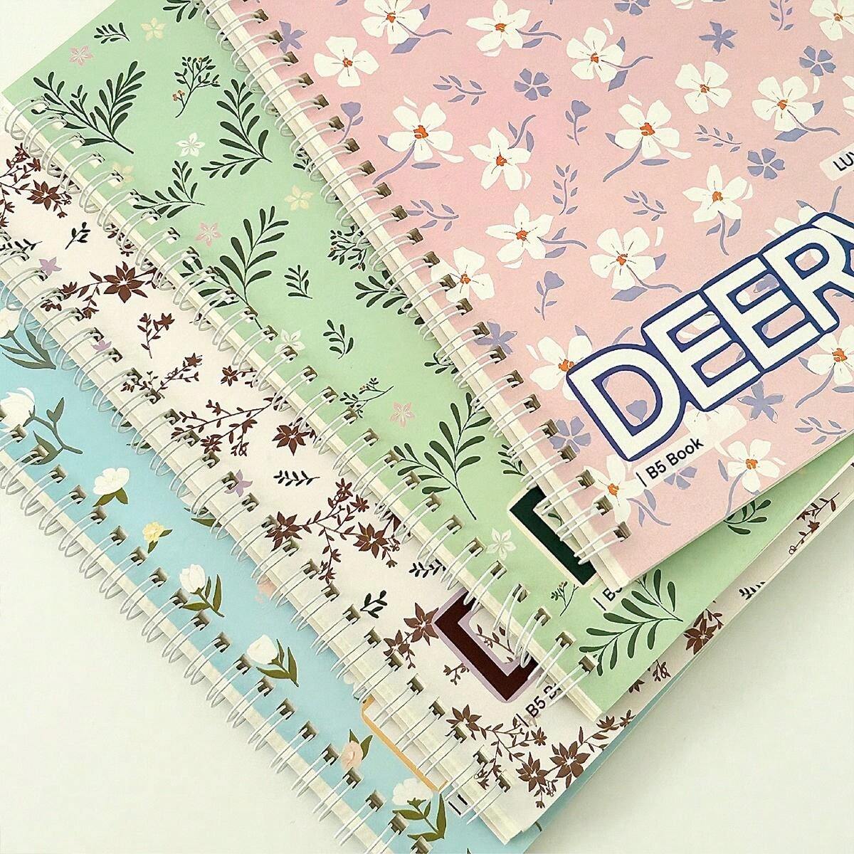 40 Sheets Flower-Themed Spiral Notebook, Perforated Pages For Easy Tear ...