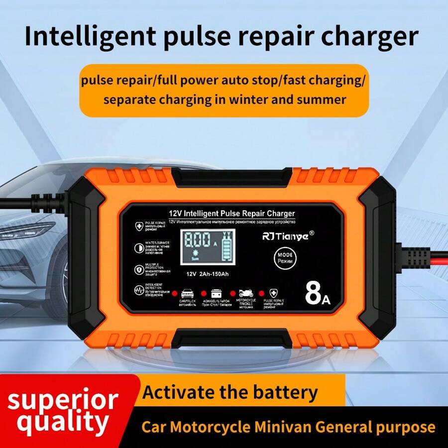 12V Smart Car Battery Charger - Intelligent Trickle Maintainer ...