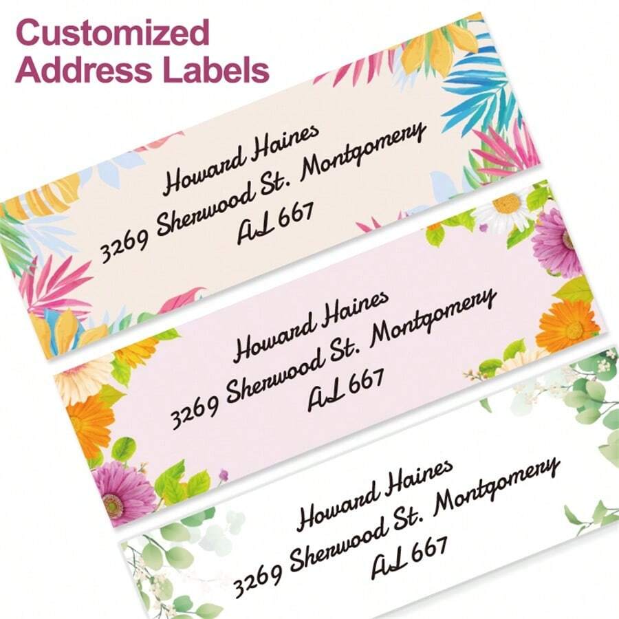 Custom Floral Return Address Labels-Personalized Self-Adhesive Stickers ...