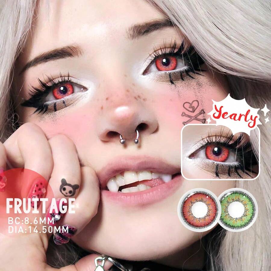Lalens Scary Eye Cardinal Red Halloween Costume Contacts Cosplay Anime ...