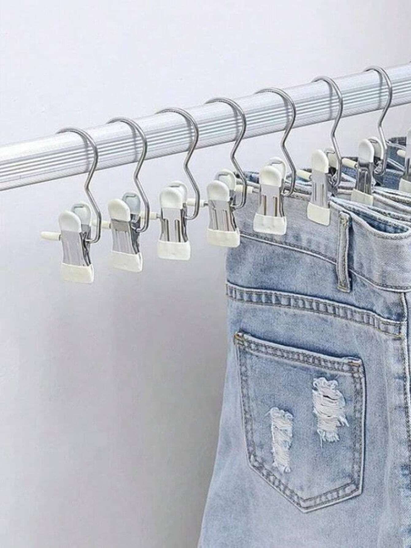 5/10 Peças Ganchos de roupa de aço inoxidável Prendedores de roupa com ...