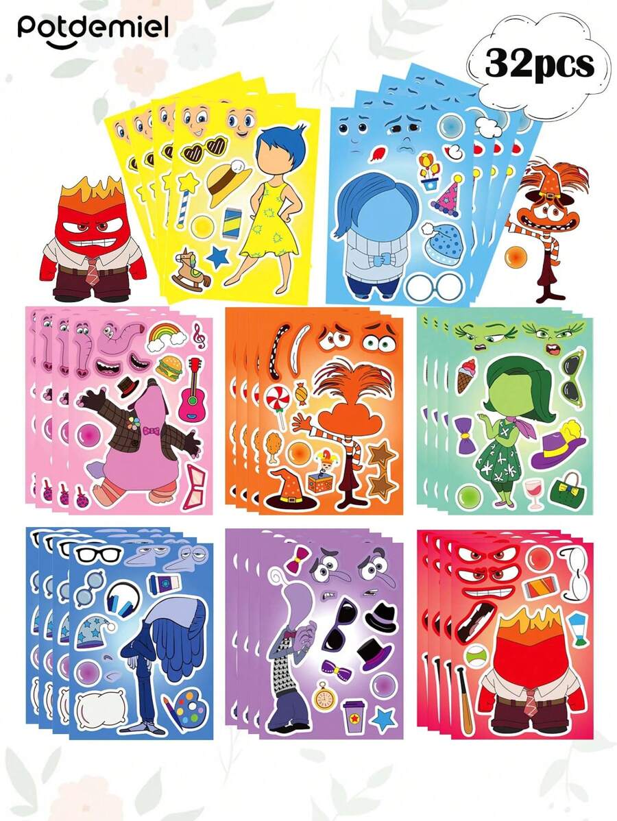 Inside Out DIY Make A Face Stickers, Make Your Own Cartoon Stickers ...