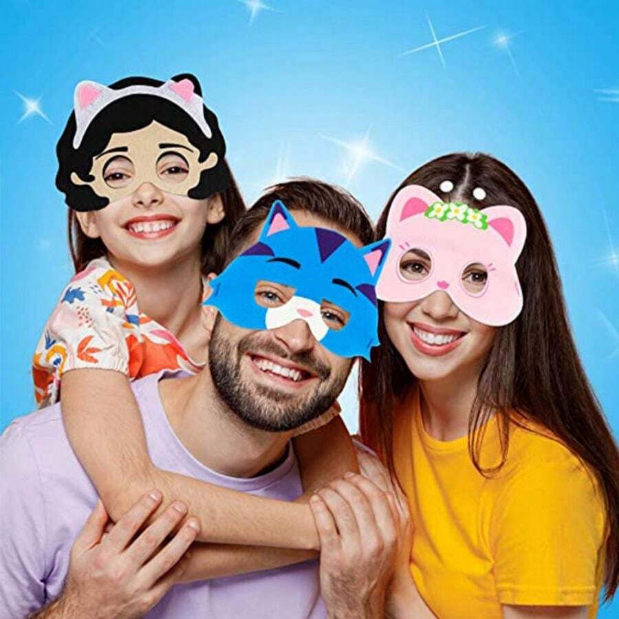 1pc/9Pcs Cat Mask Felt Party Favors , Cat Themed Party Supplies Dress ...