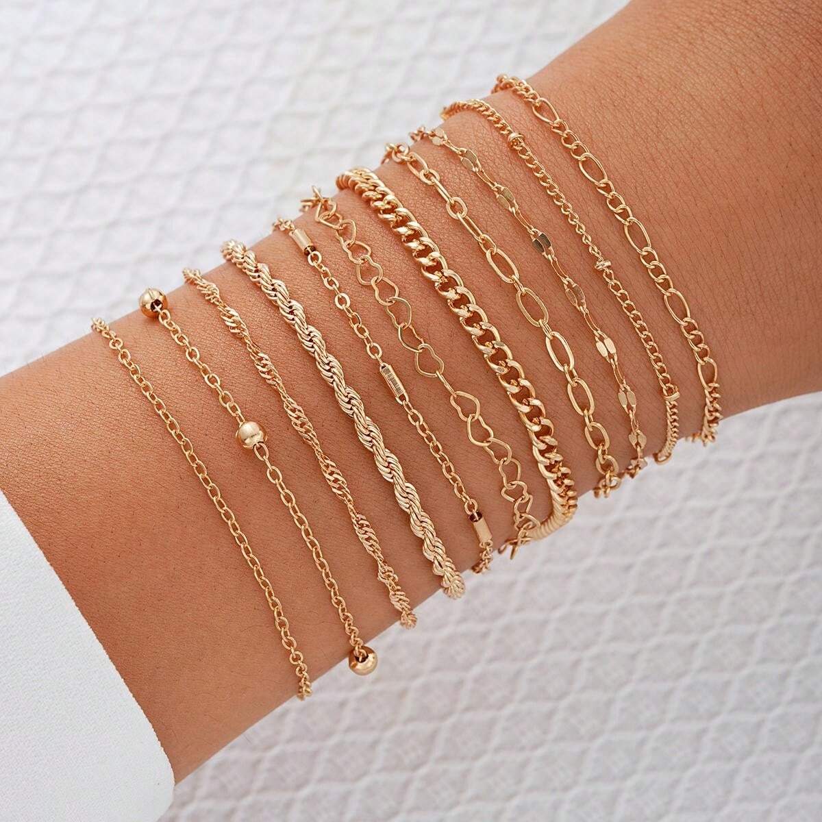 11pcs Simple Chain Bracelets Set, Ideal For Ladies To Wear For Any ...