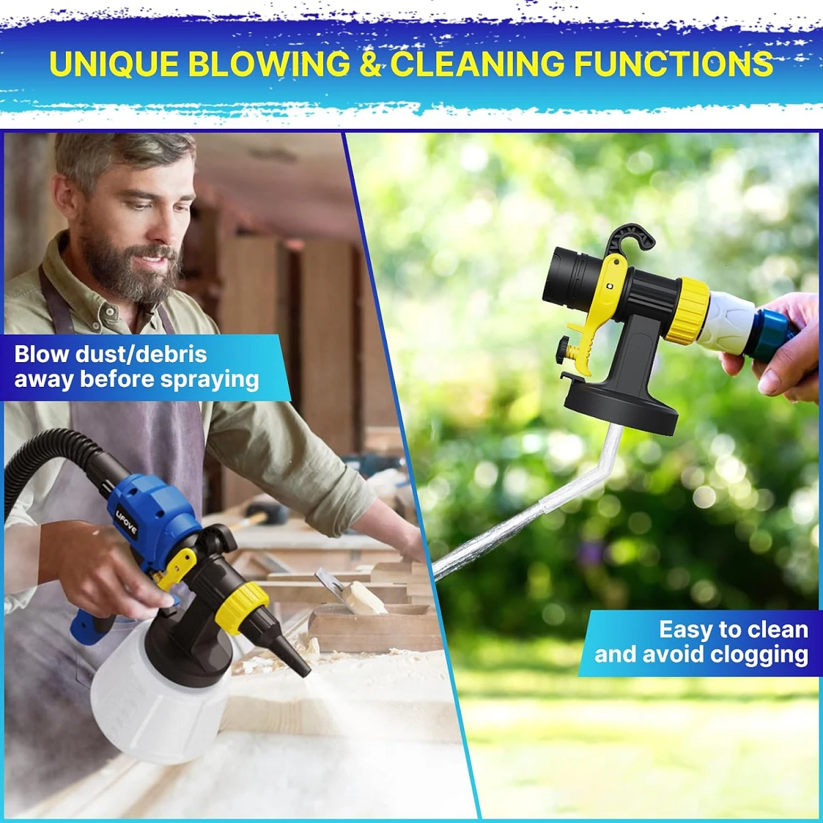 Paint Sprayer 800W HVLP Electric Spray Paint Gun With 40 Fl Oz ...