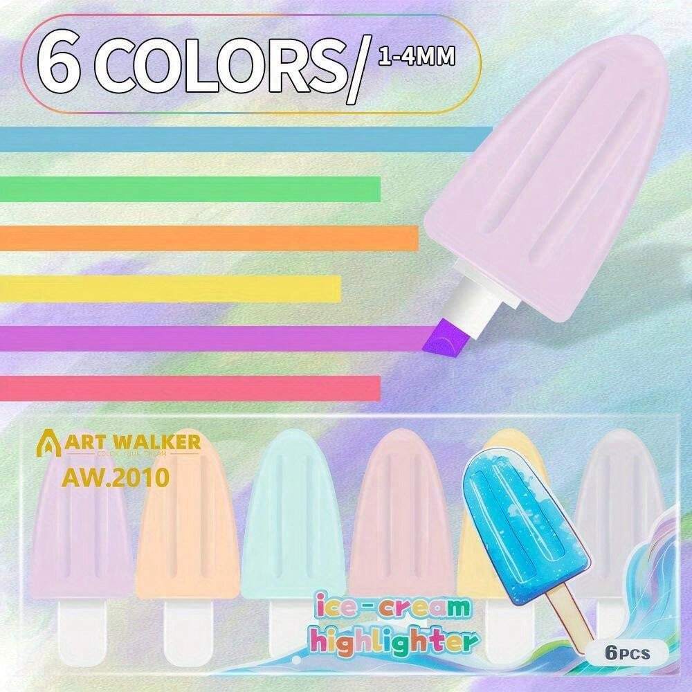6 Colors Highlighter, Ice Cream-Style DIY Graffiti Marking Pen, Hand ...