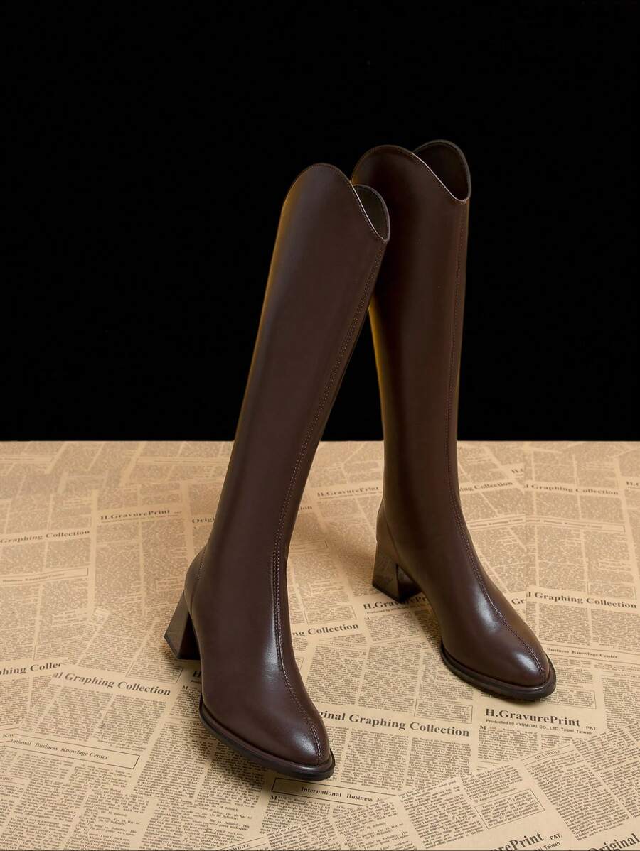 2024 neue mittelhohe Absatz Stiefel für den Herbst, klassische ...