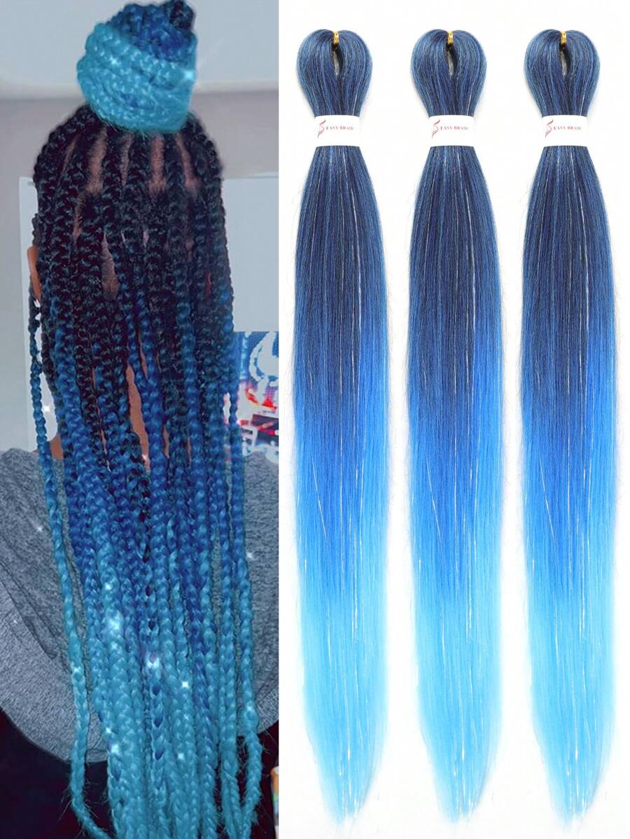 1pc Pre Streched Braiding Hair Within Sparkling Tinsel Hair Extensions ...