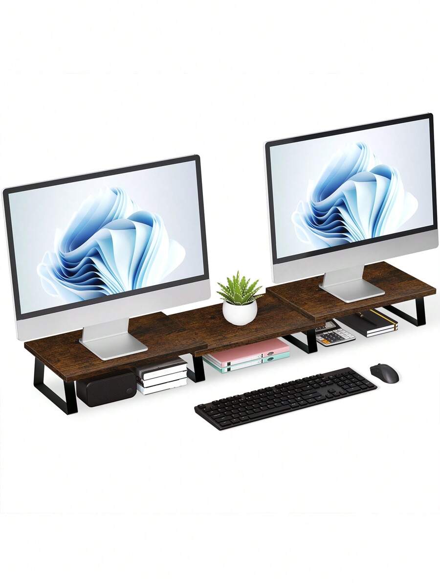 Desk Dual Monitor Stand Riser - Computer Stand For Desktop Monitor ...