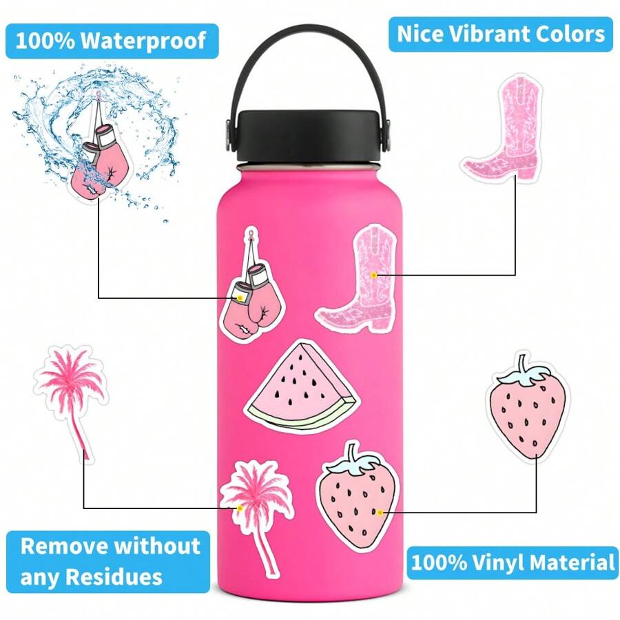 50PCS Cute Pink Stickers Vinyl Stickers Scrapbook, Journaling, Laptop ...