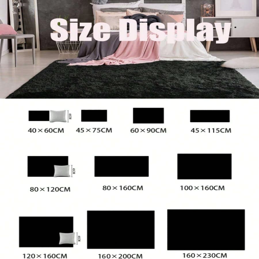 1PC Rugs For Living Room Black Fluffy Fluffy Shaggy Fuzzy Area Rug ...