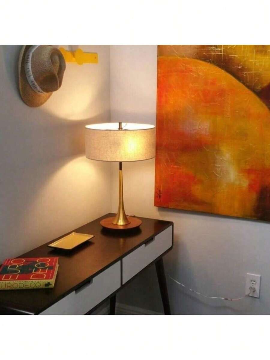 Table Lamp Mid Century Modern Desk Bedside Nightstand Lamps With LED ...