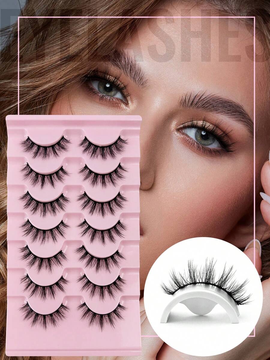 False Eyelashes Fluffy Mink Lashes Cat Eye Look 13MM Wispy 8D Volume ...