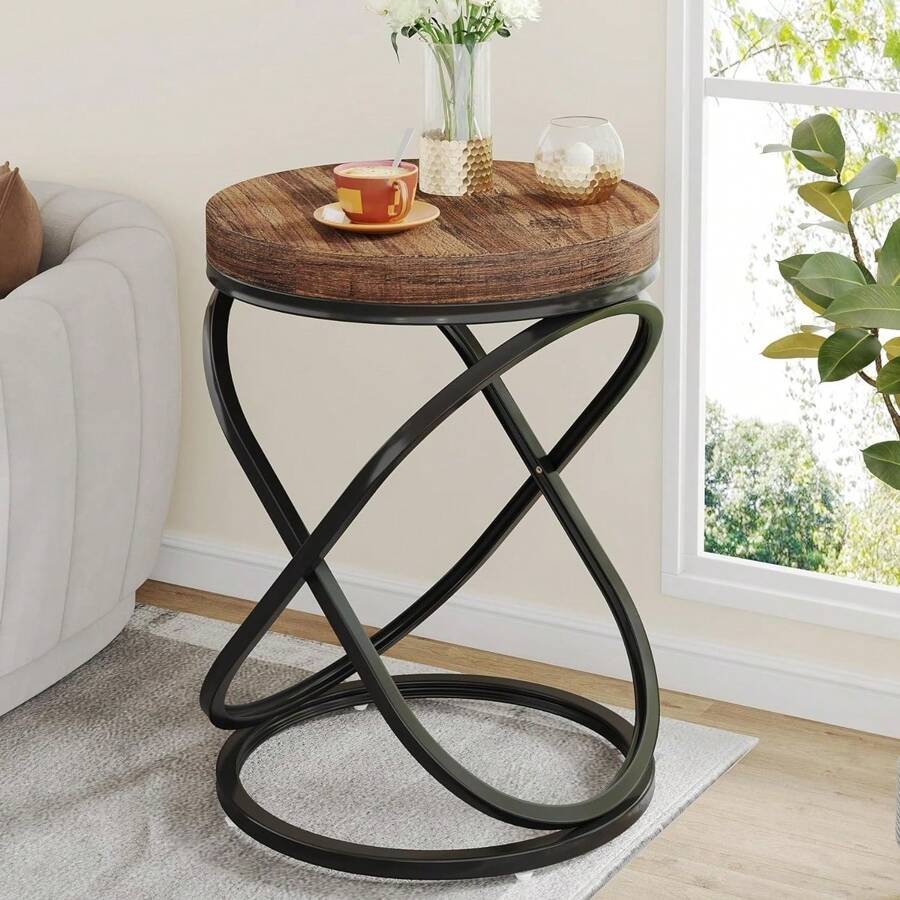 26 Inches End Tables Round Nightstands Sofa Side Table With Unique ...