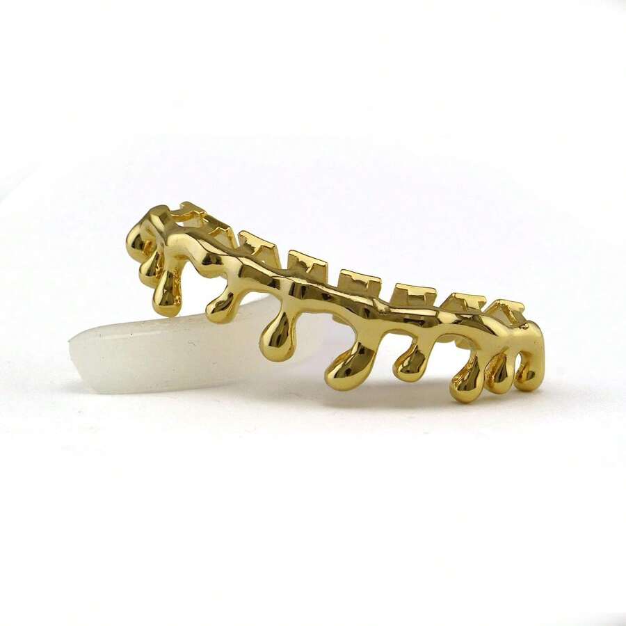 18K Gold-Plated Drip Tooth Grillz Set, Trendy Hip-Hop Teeth Jewelry ...