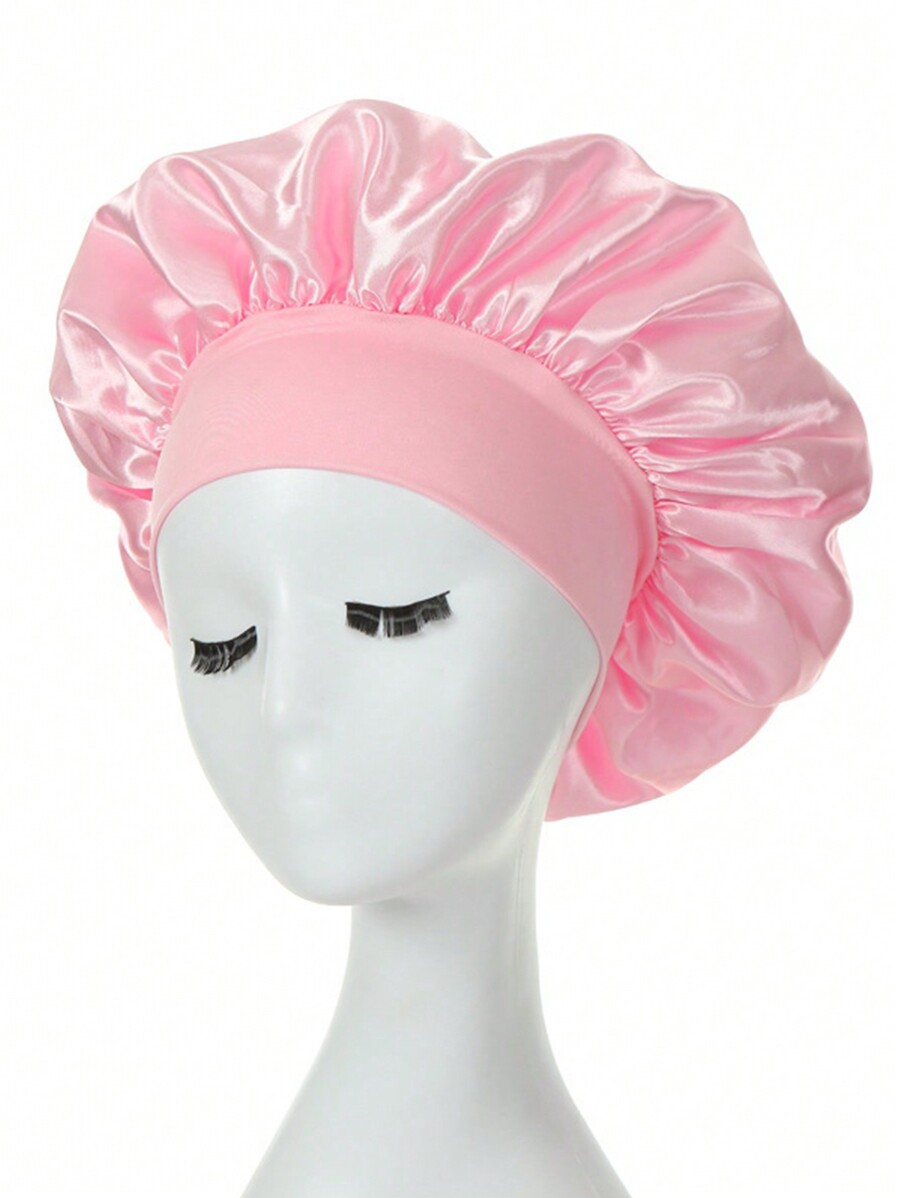 Women's Satin Hair Hat Bonnet With Wide Brim And Elastic Band - A ...