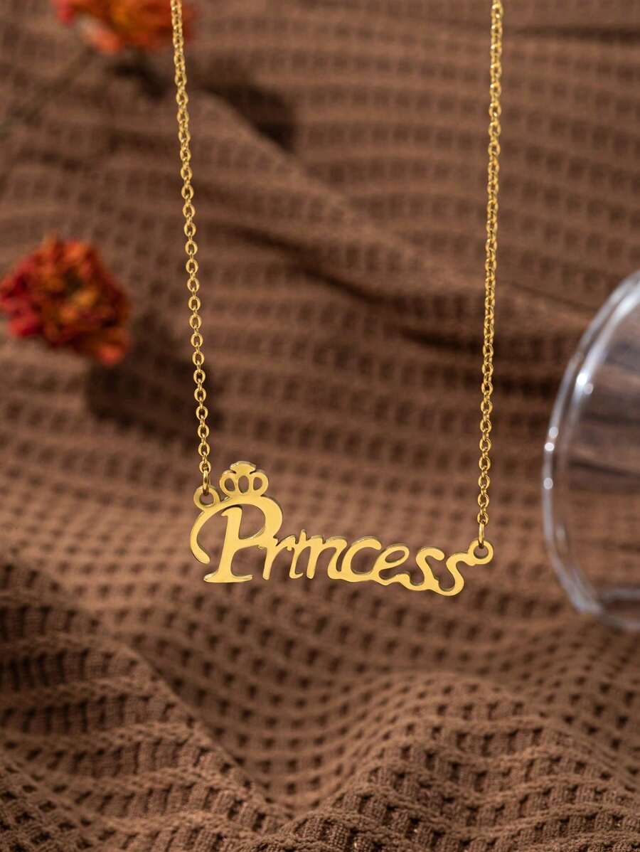 1pc Fashion Romantic Simple Lady Style Princess Pendant Stainless Steel ...