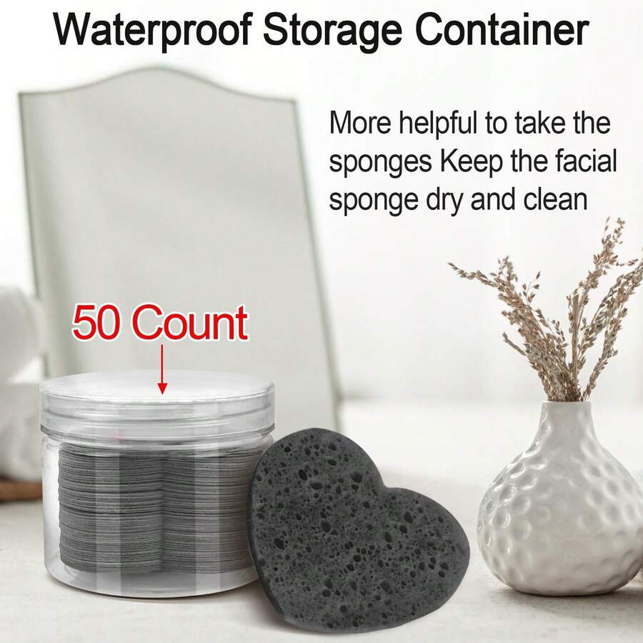 50 Compressed Face Sponge Natural Face Exfoliator Disposable Face ...
