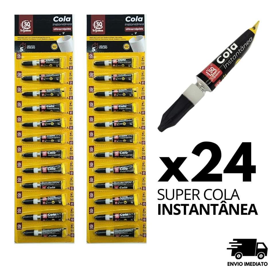 Super Cola Kit 24 Peças Cartela Cola Forte Instantânea 3g Colas ...