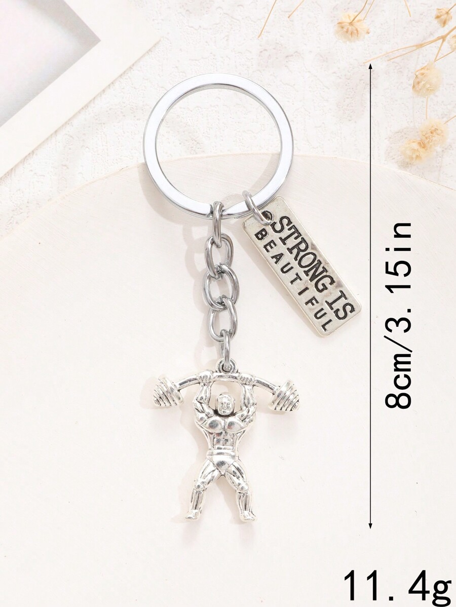 1Pc Creative Sports Design Weightlifting Keychain With Words Gym ...