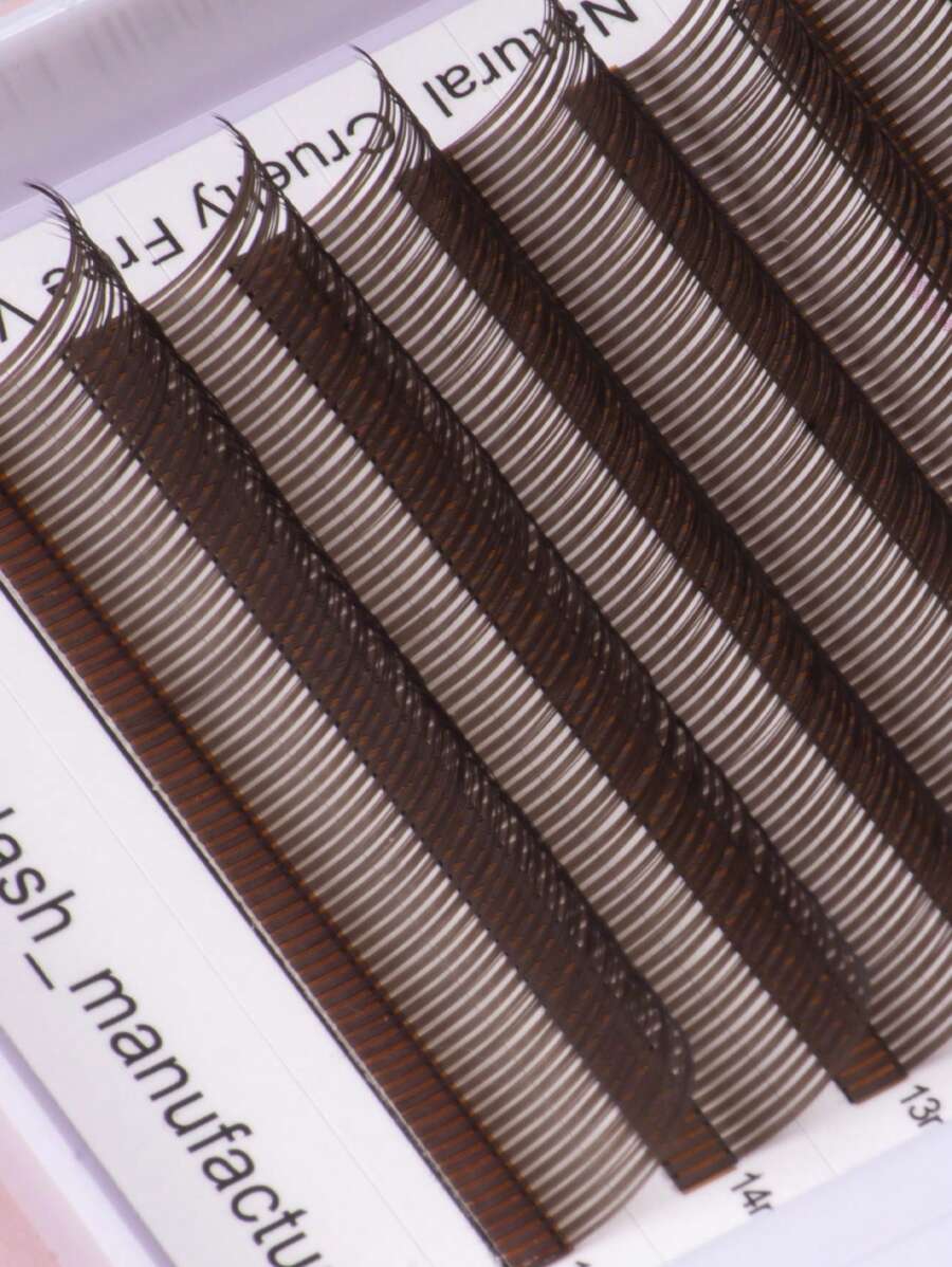 12 Rows CC Curl Brown Wet Lash Manga Lash Wispy Spike Lashes 5D ...