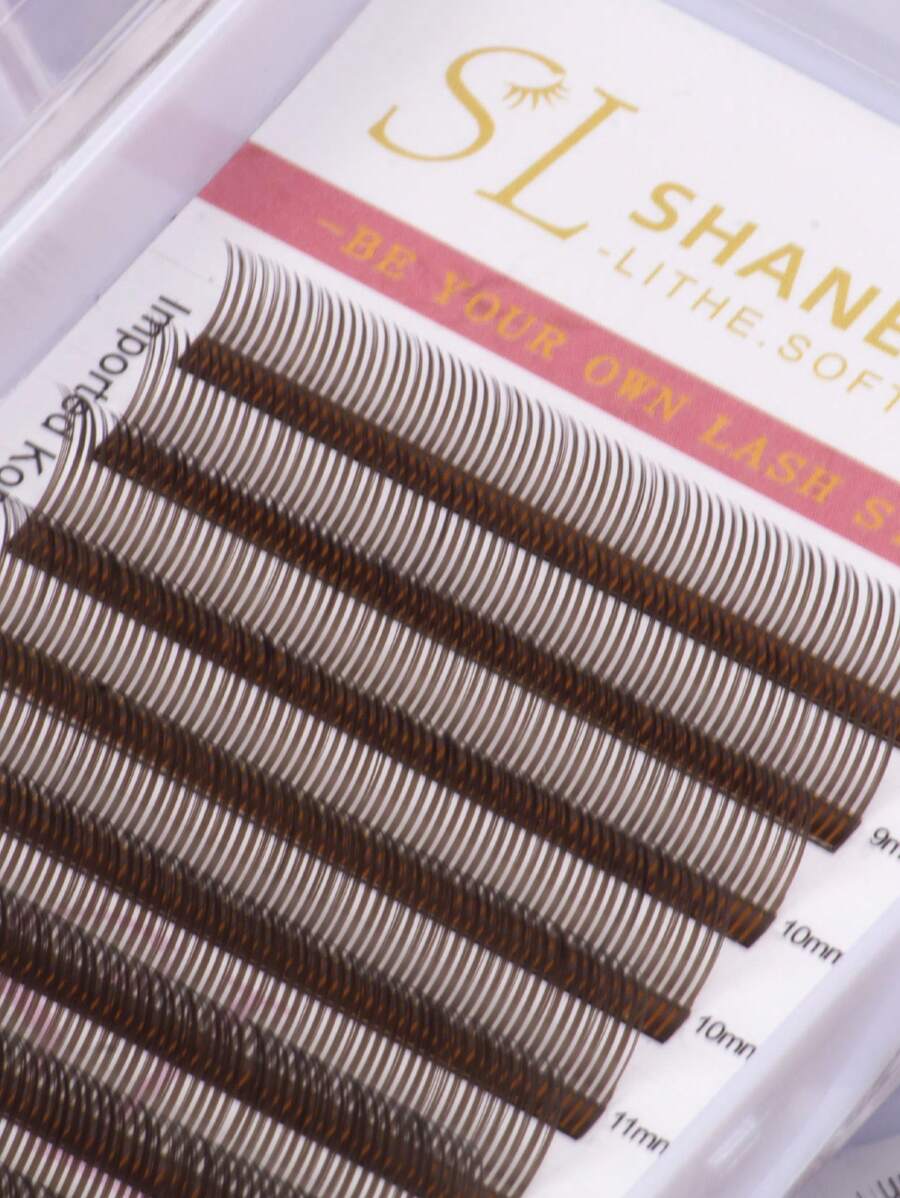 12 Rows CC Curl Brown Wet Lash Manga Lash Wispy Spike Lashes 5D ...