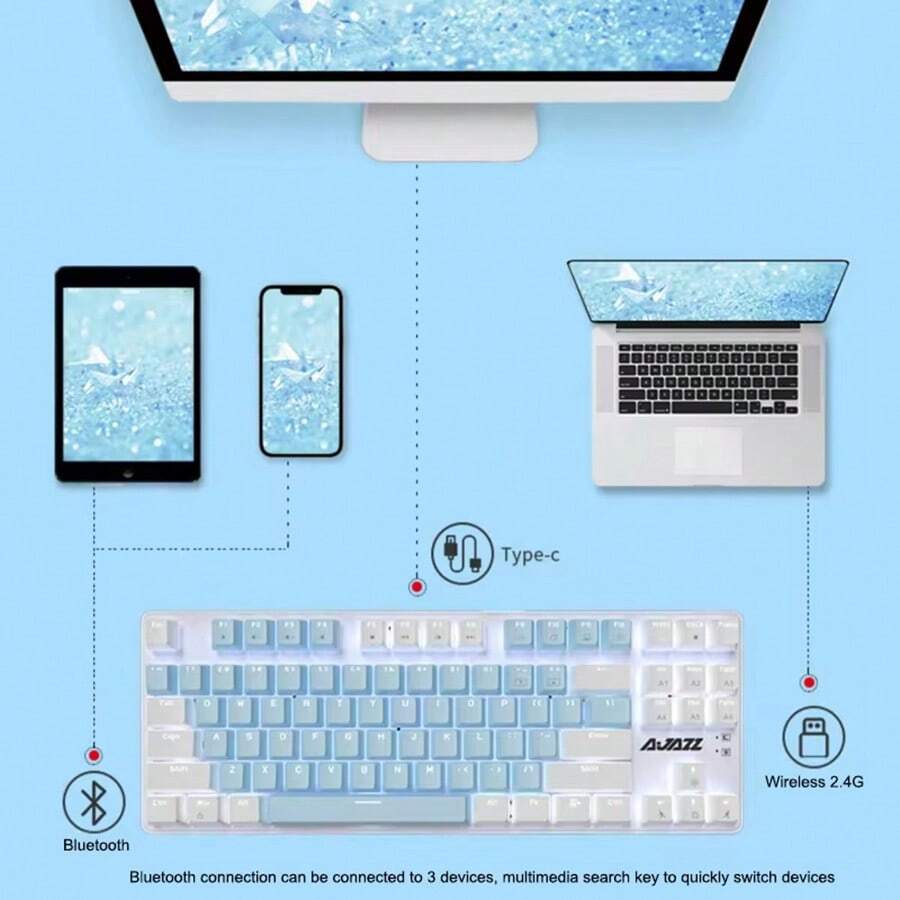 AJAZZ AK40 USB Gaming Mechanical Keyboard 87 Keys Backlight Type-C ...