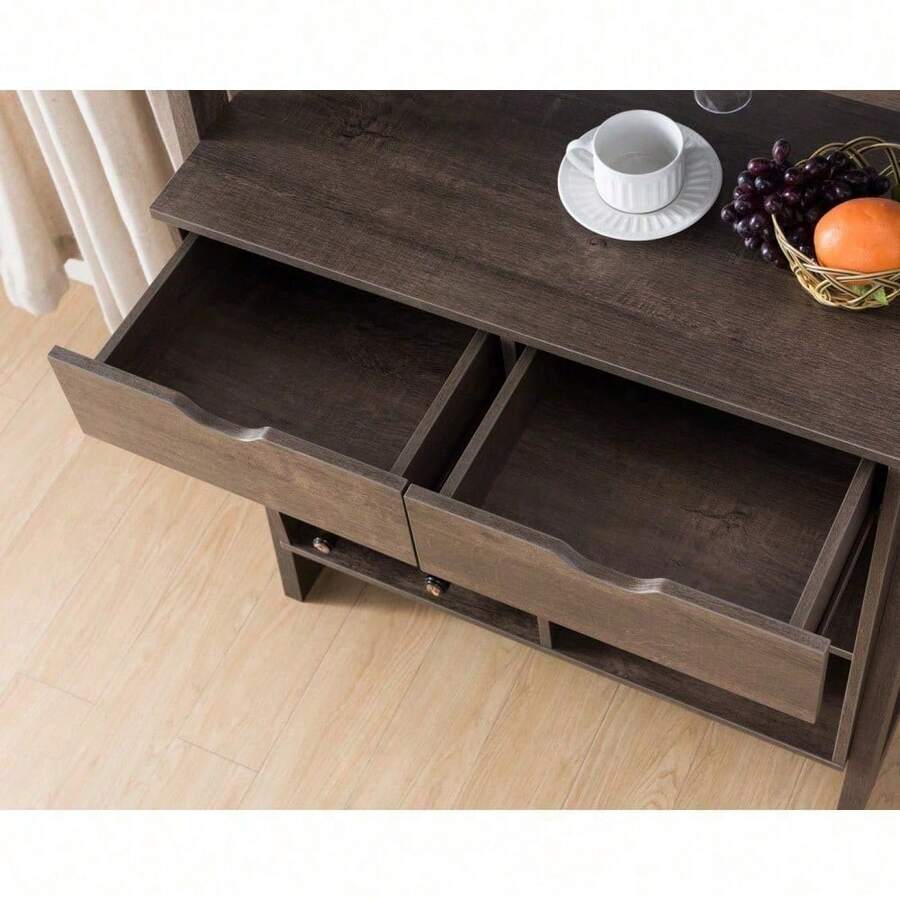 Wine Display Cabinet With Multiple Storage Compartments And Three ...