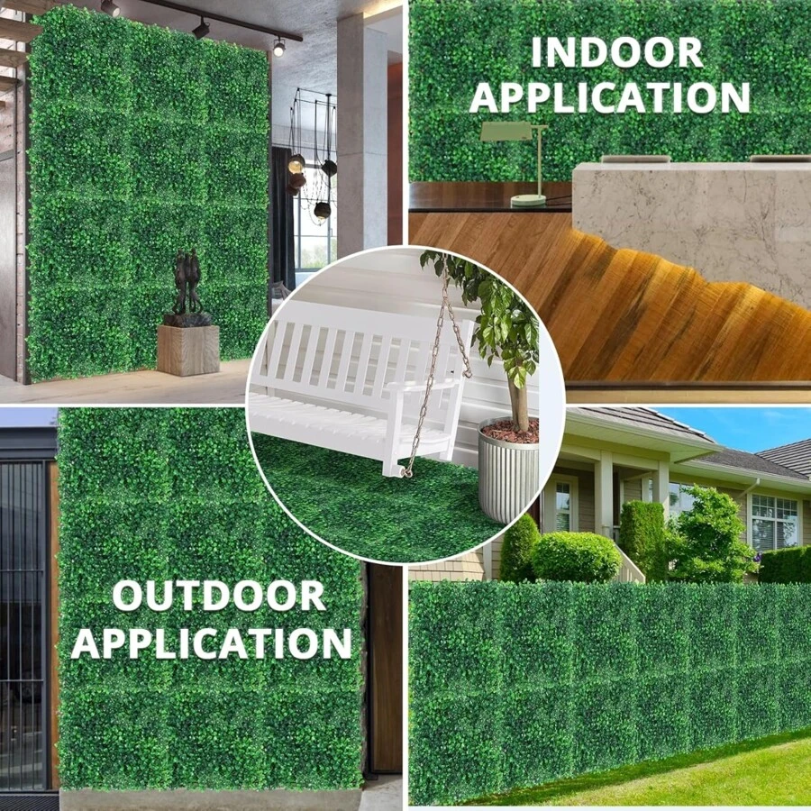 Grass Wall Panels With 100 Zip Ties,4 Layers UV-Anti Boxwood Greenery ...