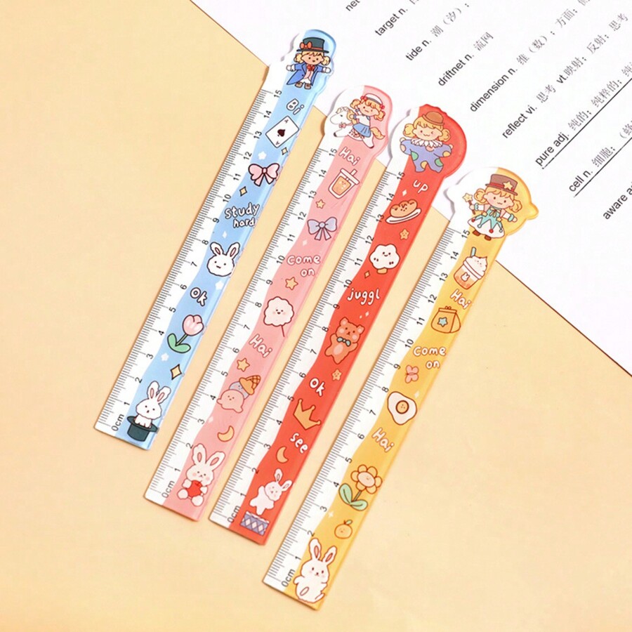 Random Cute Cartoon Ruler, Made Of Plastic. It Is A DIY Drawing Tool ...