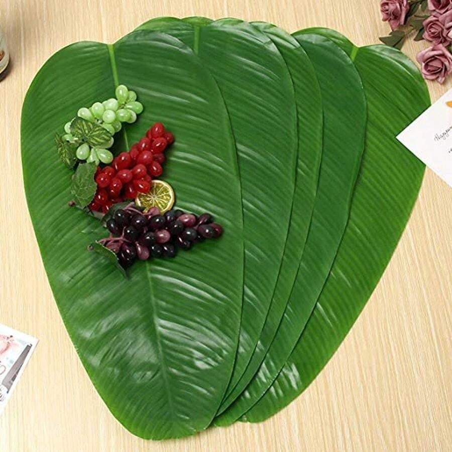 10pcs Large Artificial Tropical Leaves, Vibrant Fake Banana Leaves For ...