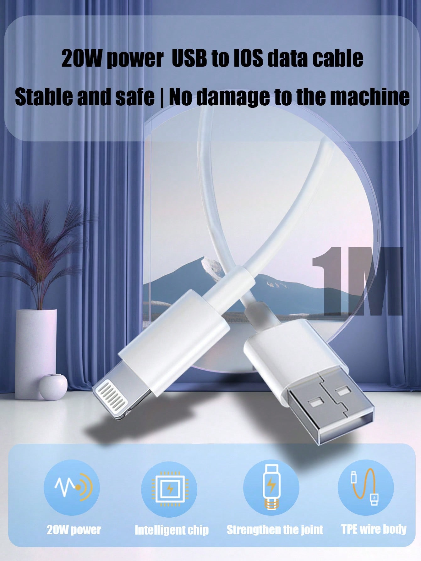 USB To IOS Interface Data Cable, TPE Glossy Material, 20W High-Power ...