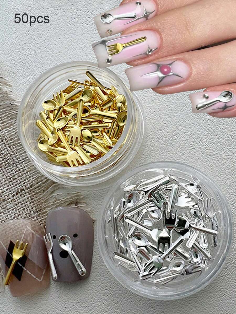 MAOMIA 50Pcs Knife And Fork Nail Charm Jewelry DIY Art Y2K Style ...