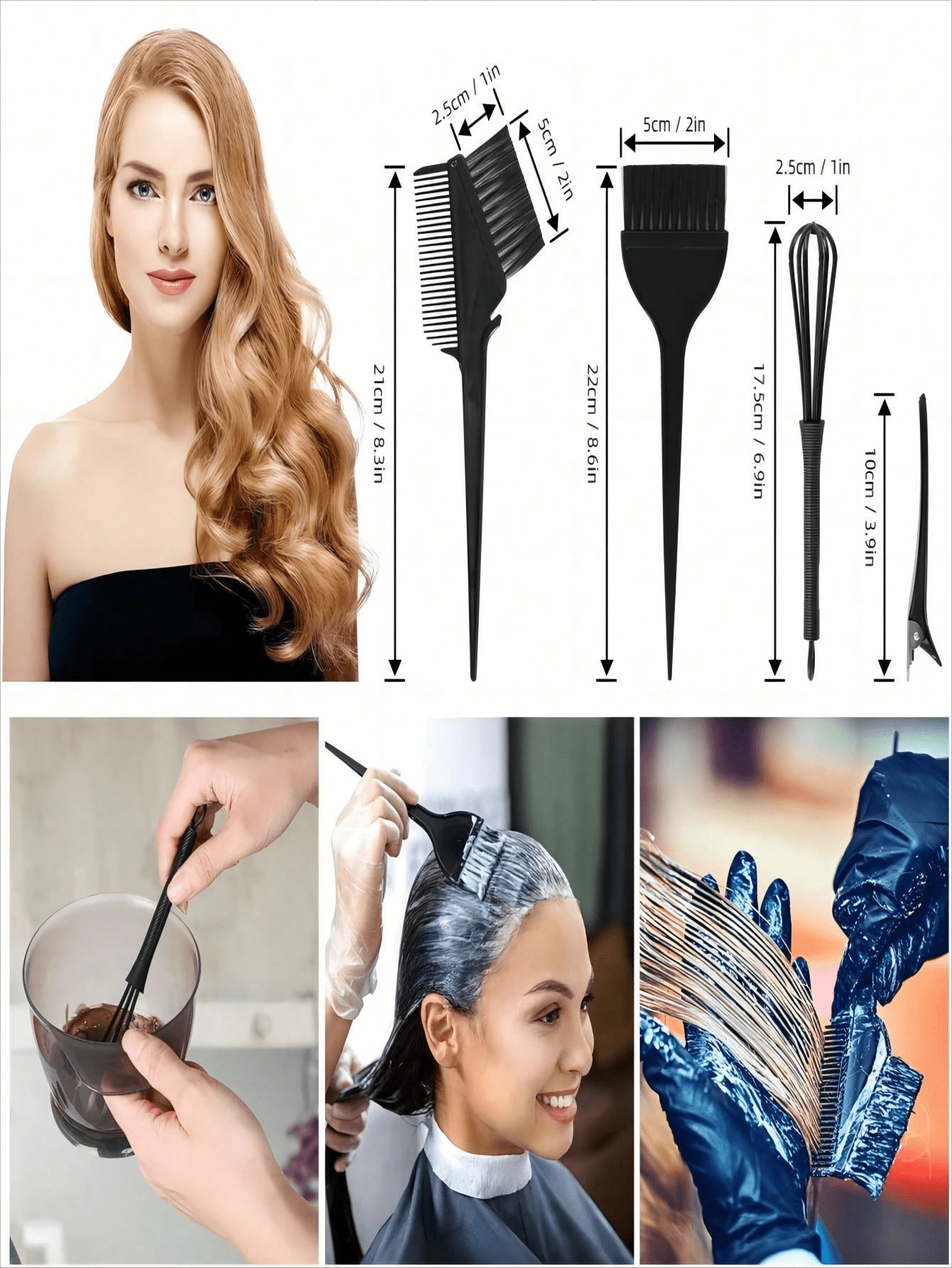 14-Piece Hair Dye Kit-Hair Dye Bowl, Hair Agitator, Dye Brush, Ear Cap ...