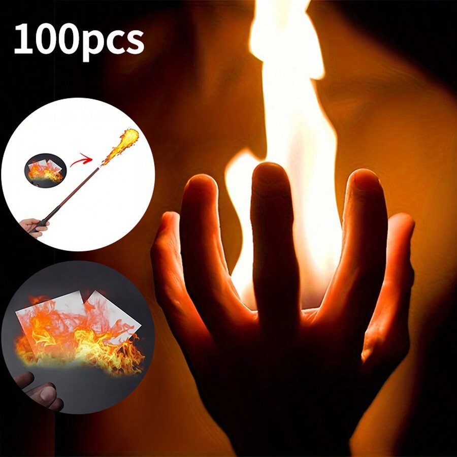 100pcs Magic Fire Paper, Fire Paper Magic Props, Instant Burning ...