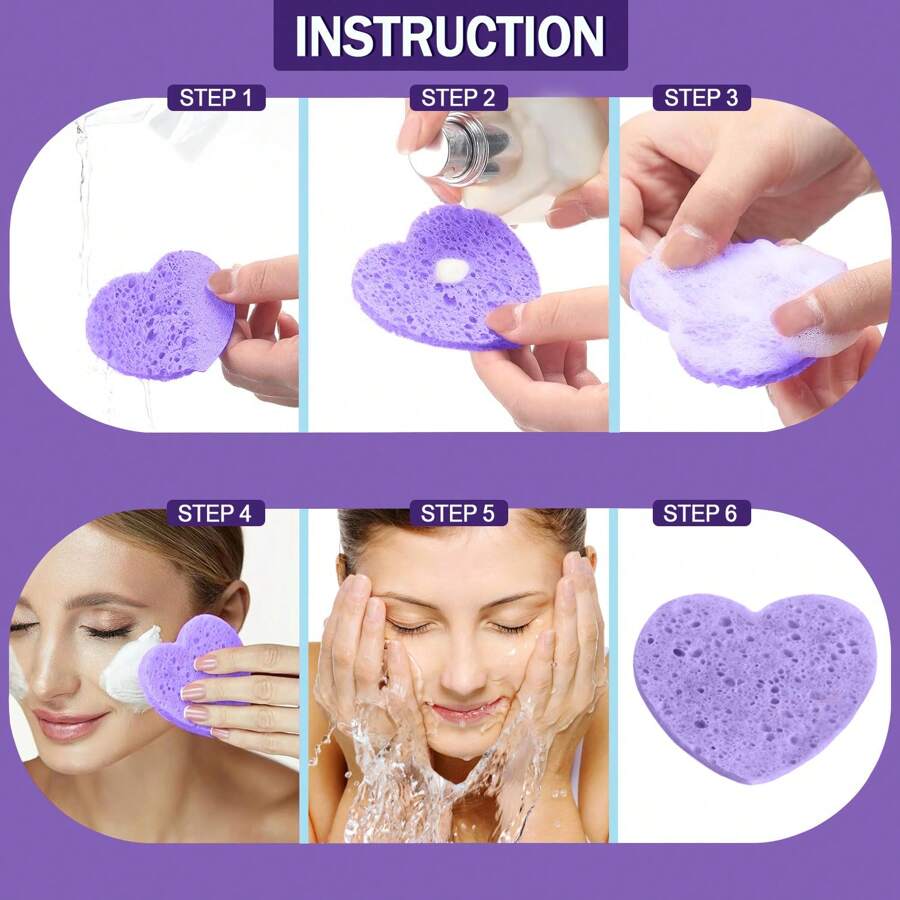 50 Compressed Face Sponge Natural Face Exfoliator Disposable Face ...