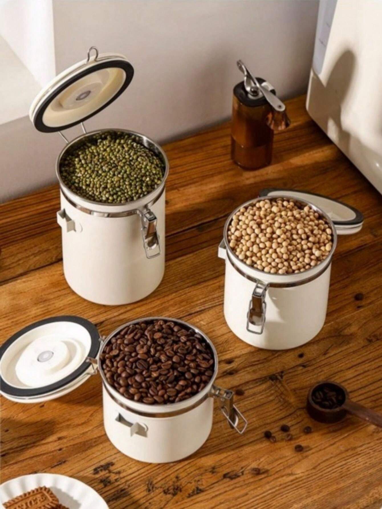 304 Stainless Steel Coffee Bean Storage Container, Coffee Powder ...