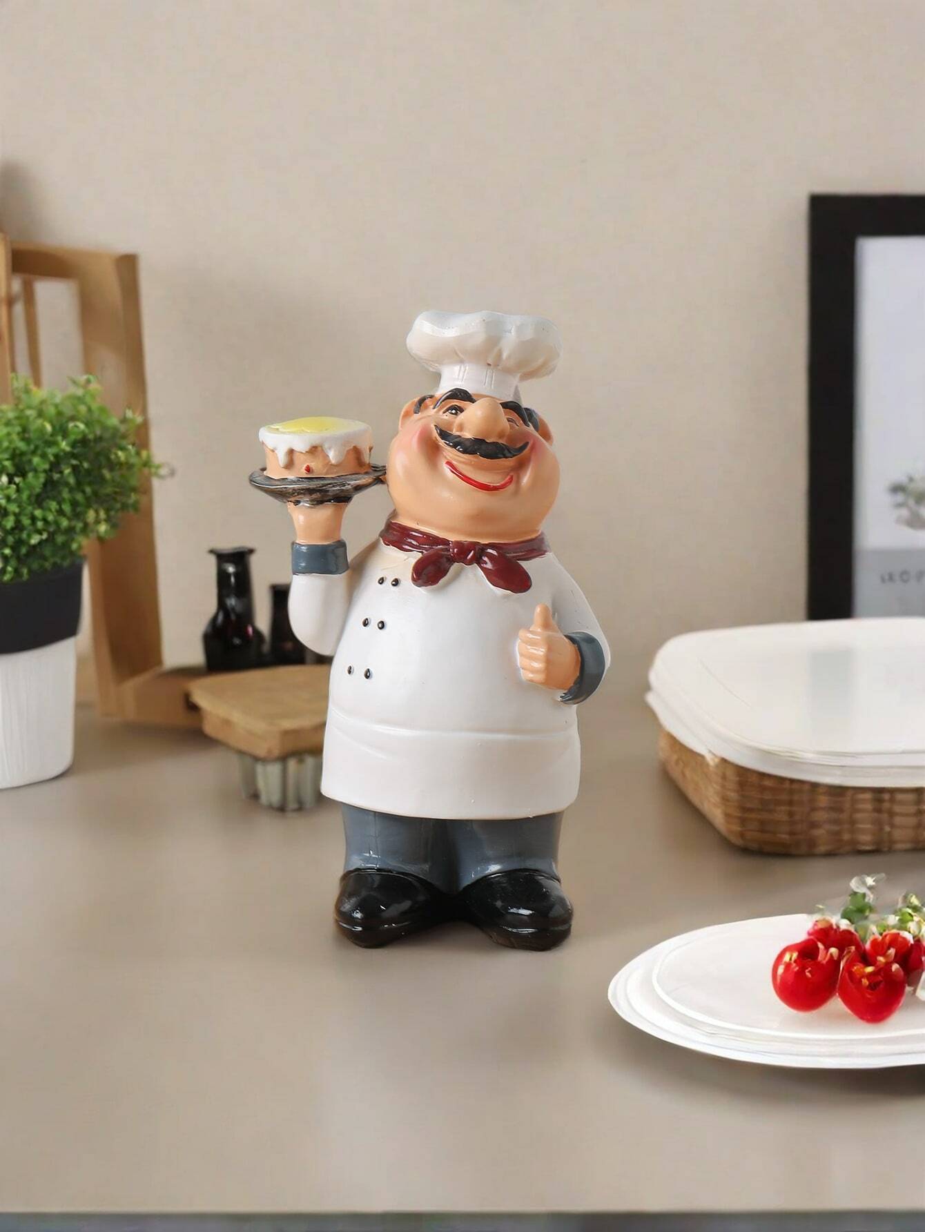 1pc Retro European Style Resin Pastry Chef Decor, Home/Hotel/Restaurant ...