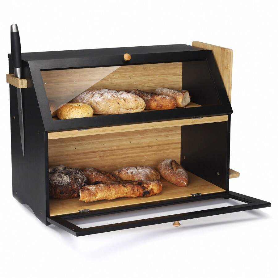 HOMEKOKO Double Oversized Bread Box, Two-Layer Extra Large Bread Box ...
