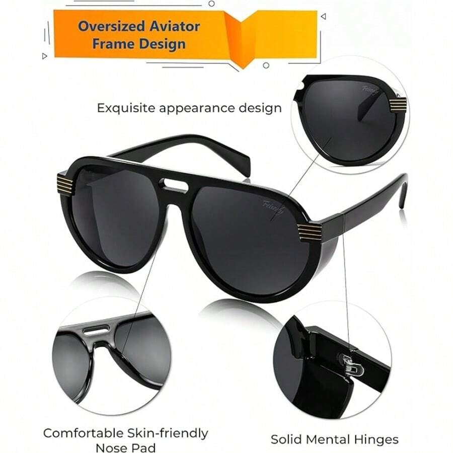 Steampunk With Side Shields Aviator Sunglasses For Men Women 80s Retro ...