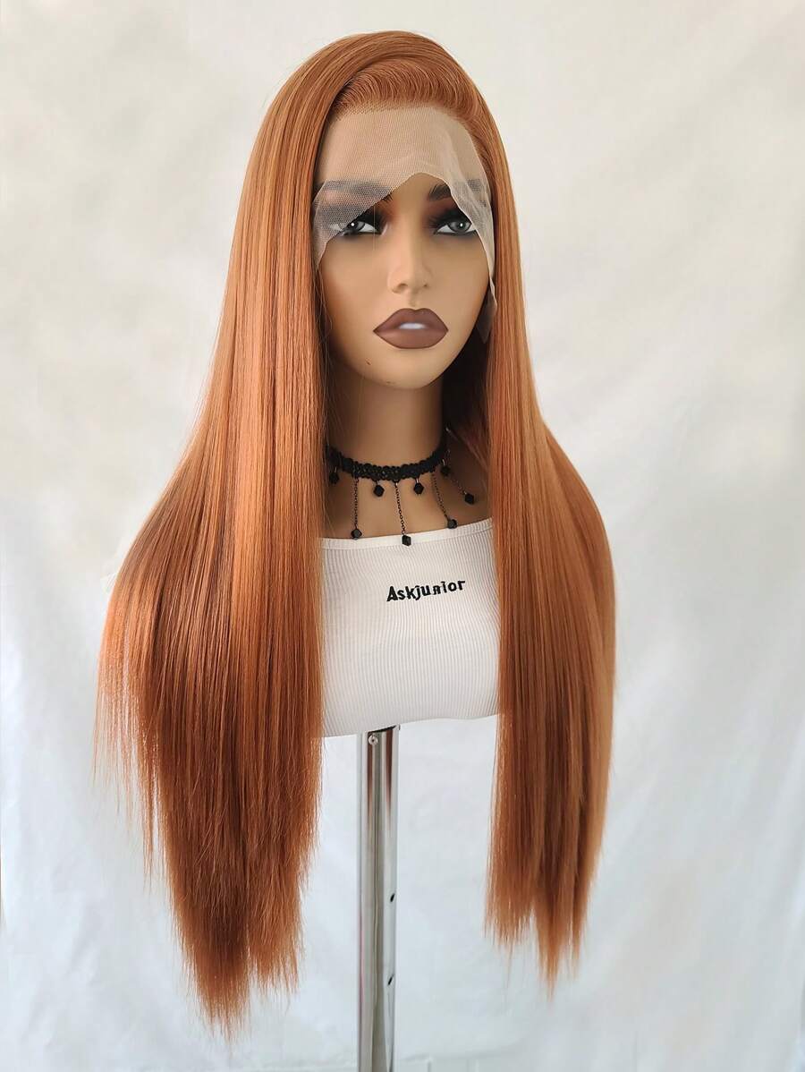 Halloween Ginger Wig, Lace Front Wig Pre-Plucked 13x4 Synthetic HD Lace ...