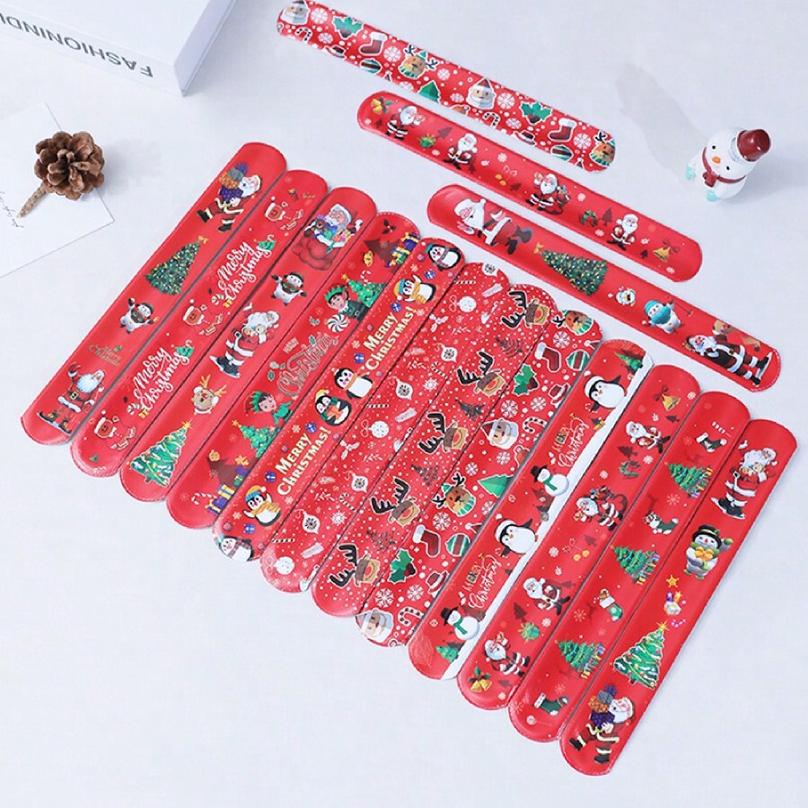 20 Pieces Christmas Slap Bracelets Slap Bands Bracelets Santa Claus ...