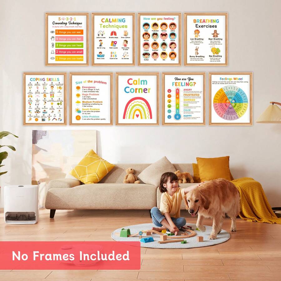 9 Calming Corner Posters, Feelings Chart For Kids, Calm Down Corner Mental Health Posters ...