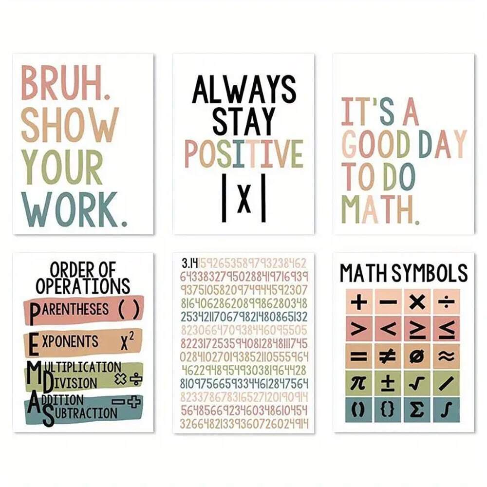 Conjunto de 6 Pôsteres Educacionais de Matemática para Sala de Aula ...