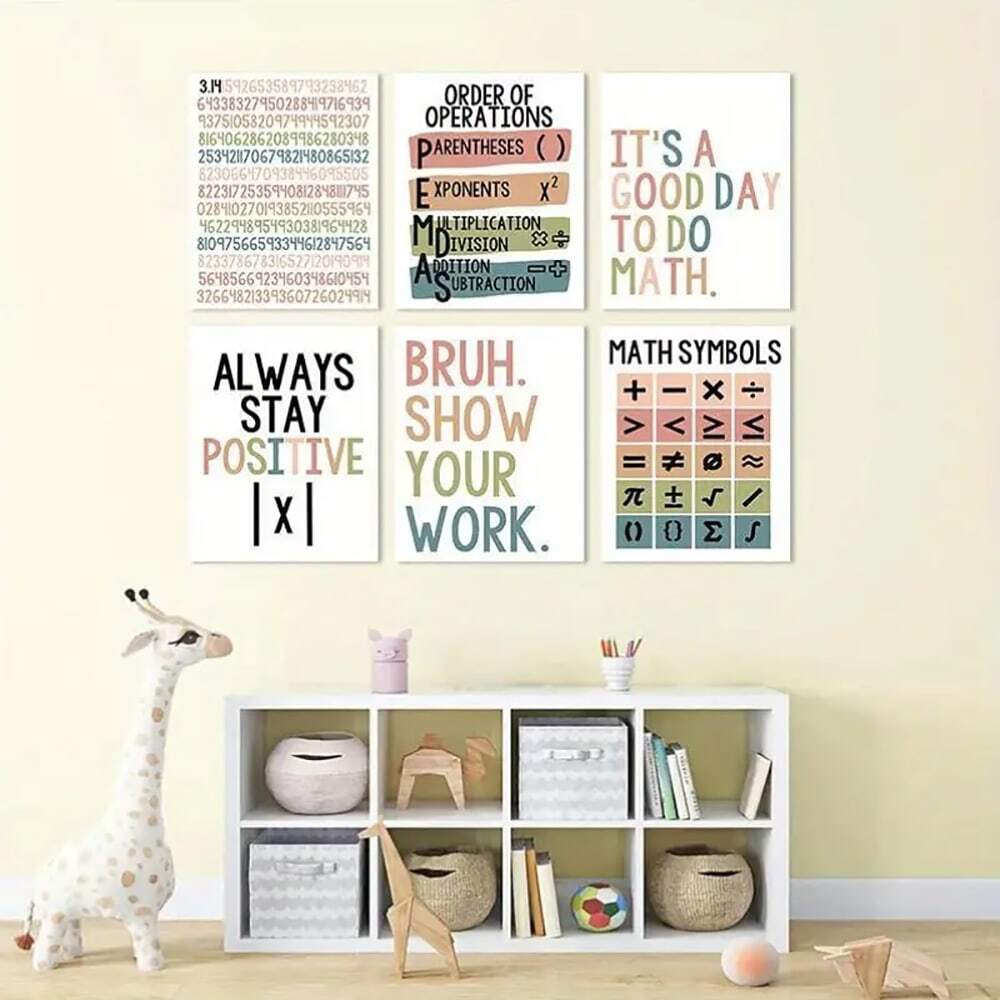 Ensemble de 6 affiches éducatives pour salle de classe de mathématiques ...