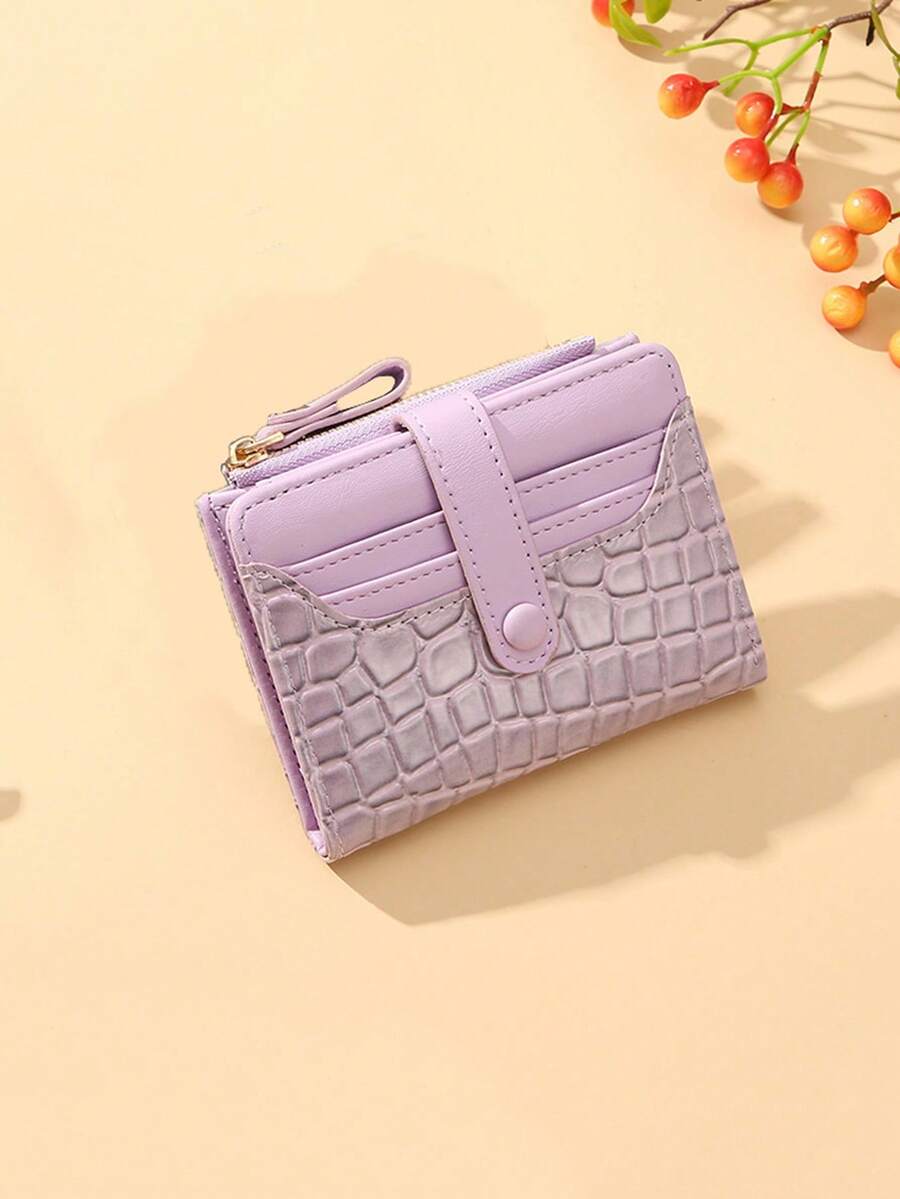 Crocodile Grain Short Wallet With Multiple Card Slots And Coin Pouch ...