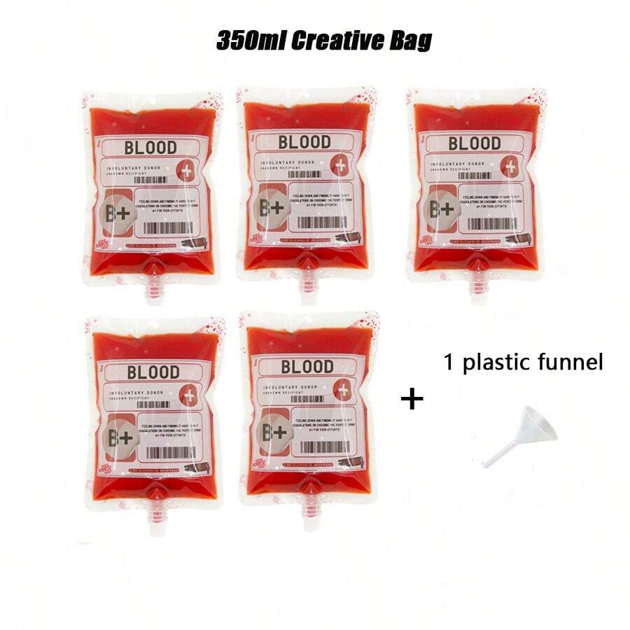 20pcs With Cover Punch Bag Cosplay Prop Blood Type Pattern Plastic Bags ...